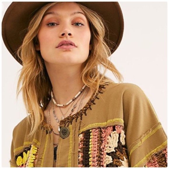 Free People | Jackets & Coats | Free People No Rain Mixed Media Sweater ...